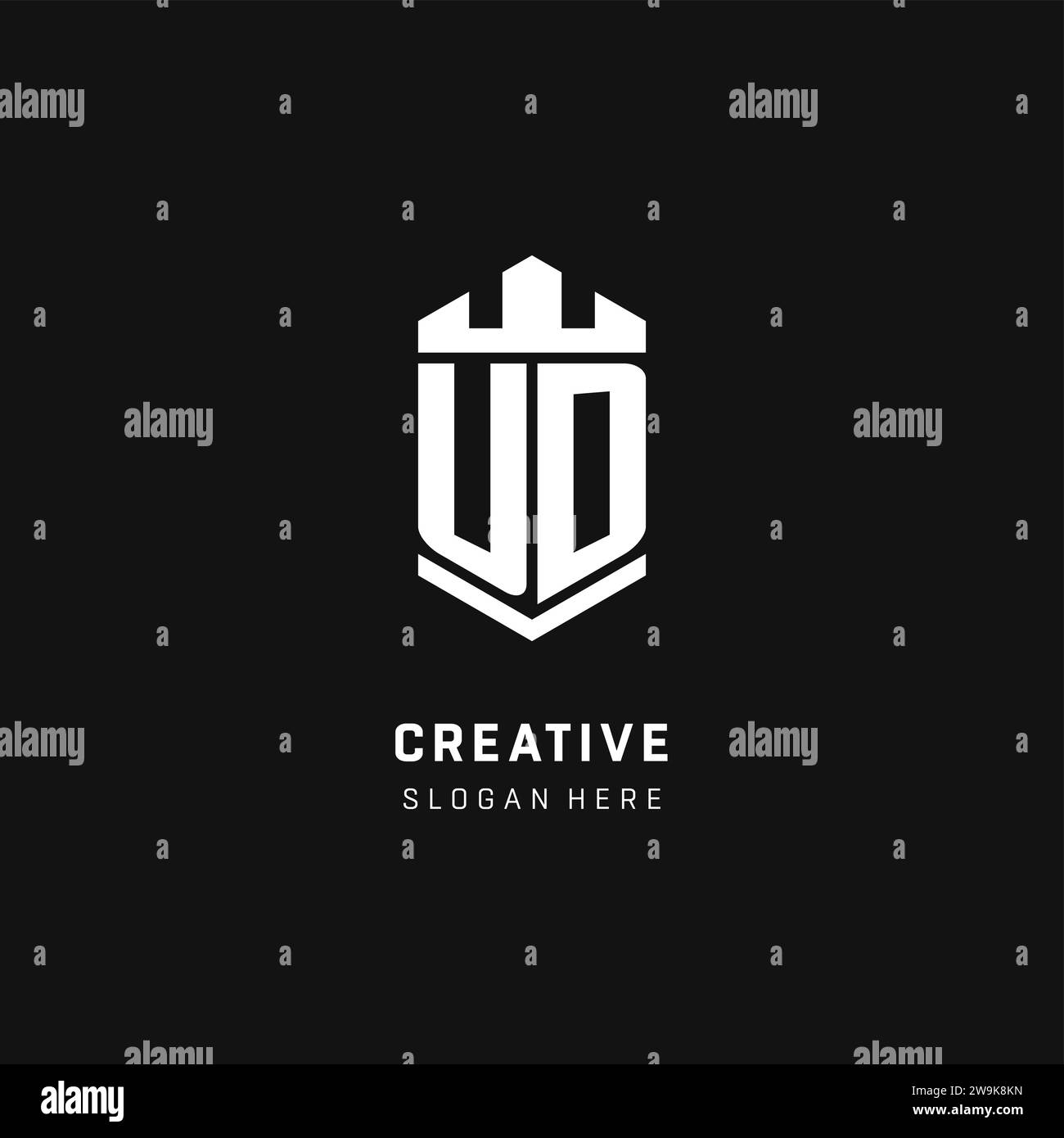 UD monogram logo initial with crown and shield guard shape style vector graphic Stock Vector ...