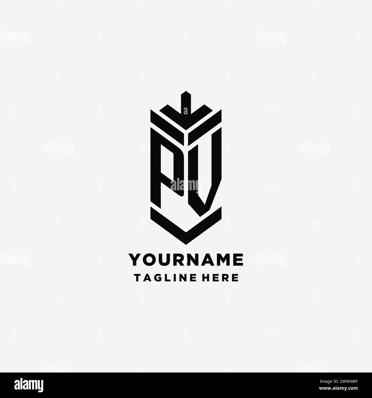 Initials PV shield logo design, creative monogram logo inspiration vector graphic Stock Vector ...