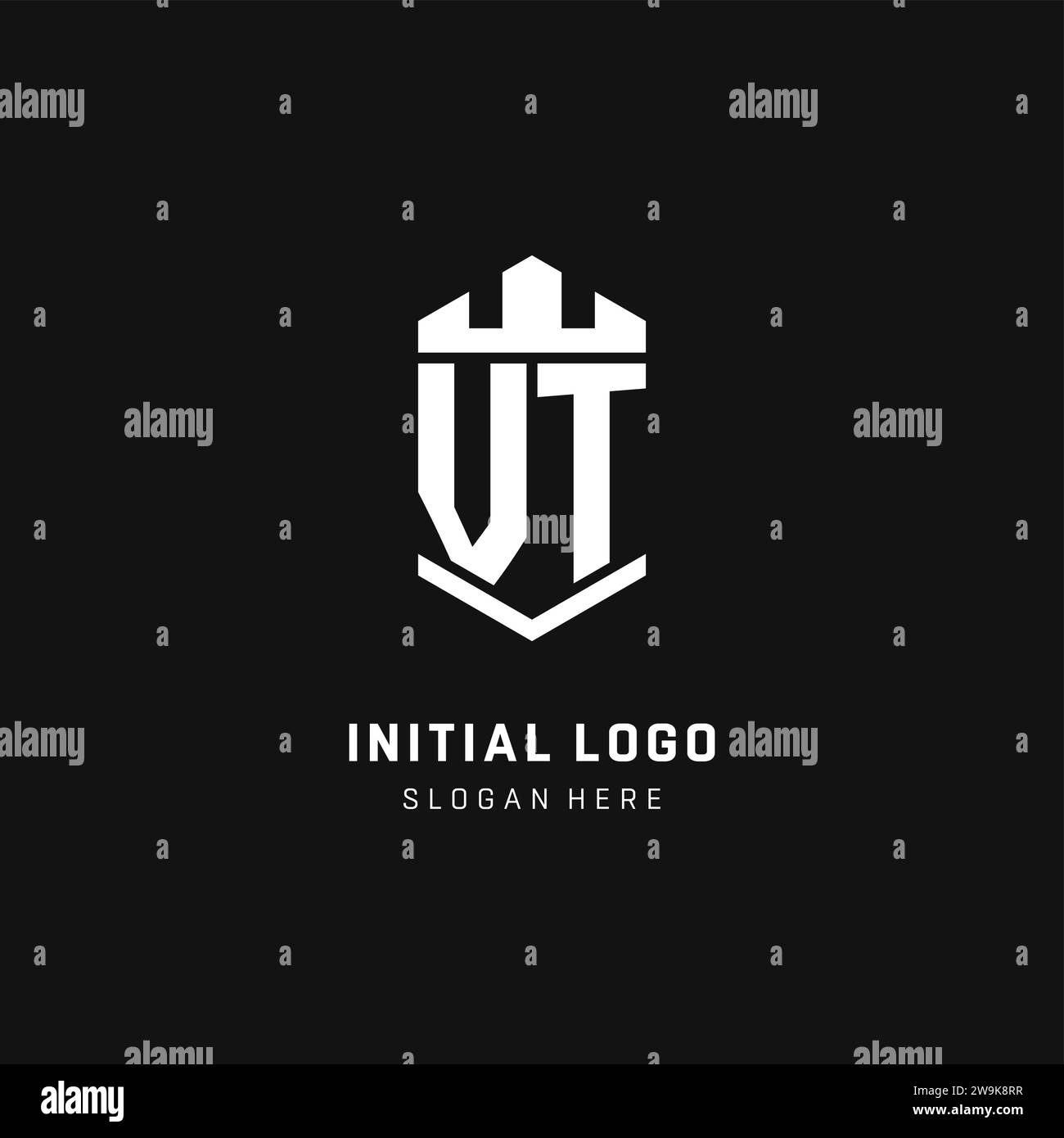 VT monogram logo initial with crown and shield guard shape style vector graphic Stock Vector ...