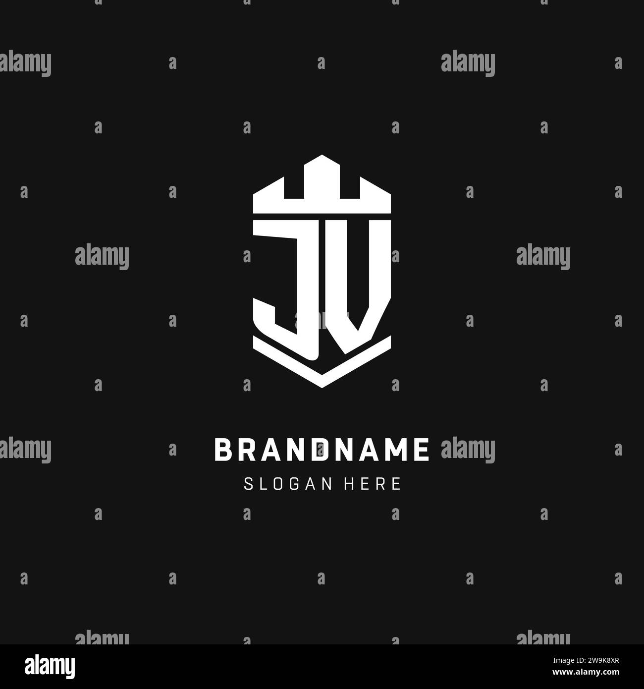 JV monogram logo initial with crown and shield guard shape style vector graphic Stock Vector ...