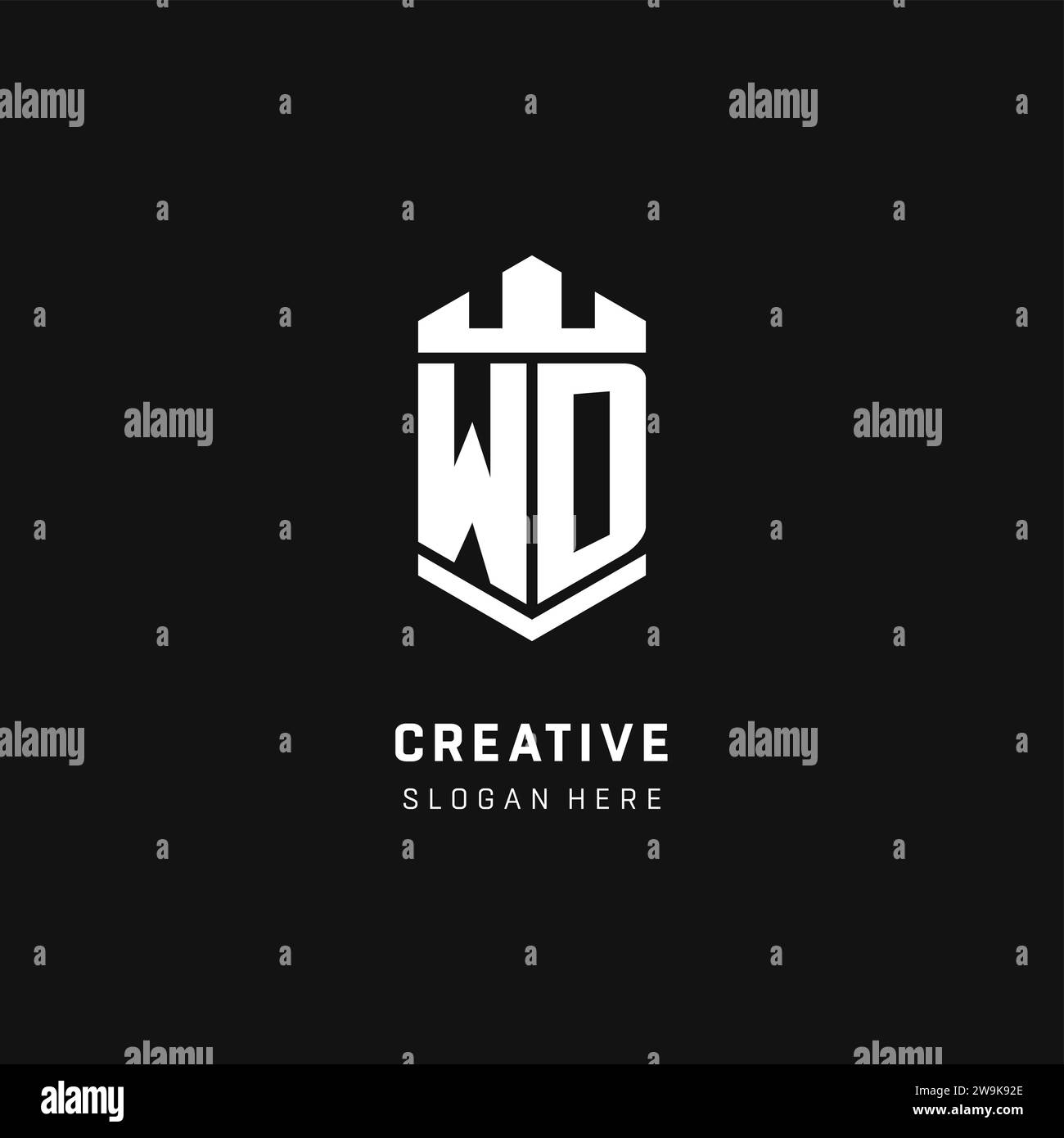 WD monogram logo initial with crown and shield guard shape style vector graphic Stock Vector ...