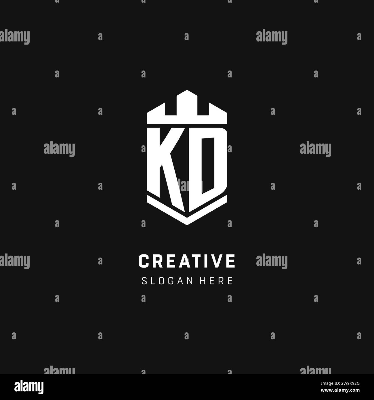 KD monogram logo initial with crown and shield guard shape style vector graphic Stock Vector ...