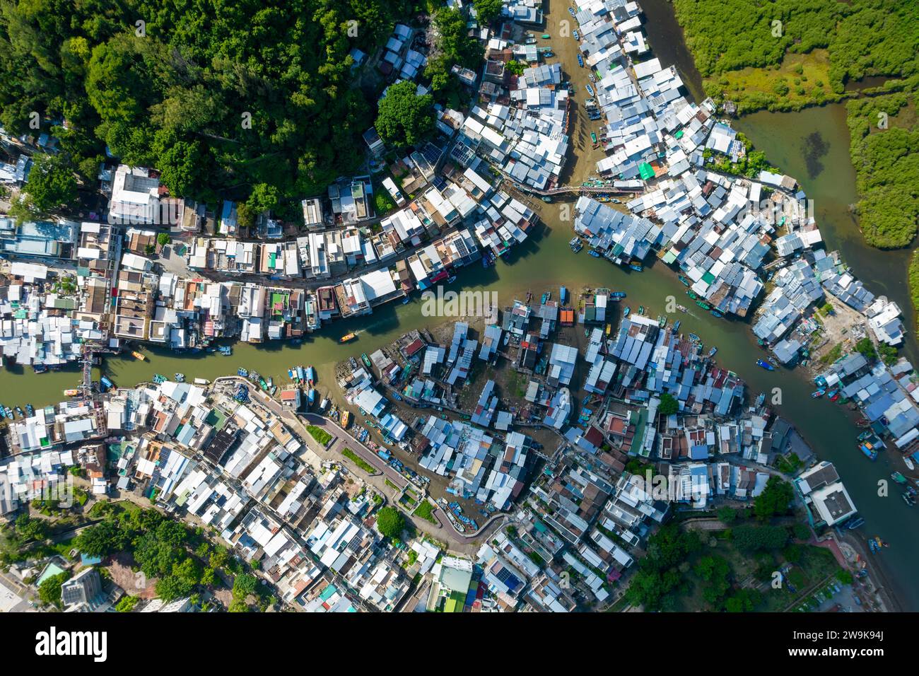 Drone photo of Tai O village in Hong Kong Stock Photo - Alamy