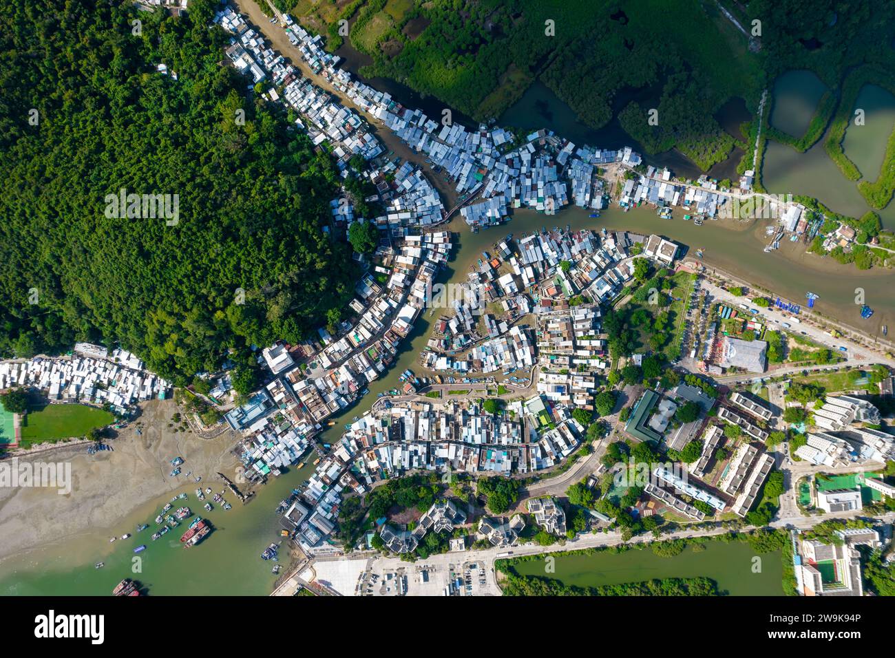 Drone photo of Tai O village in Hong Kong Stock Photo - Alamy