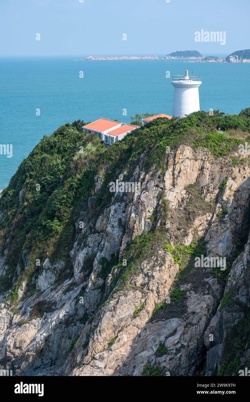 Lighthouse at Cape D'Aguilar, or Hok Tsui, is a cape in the south of ...