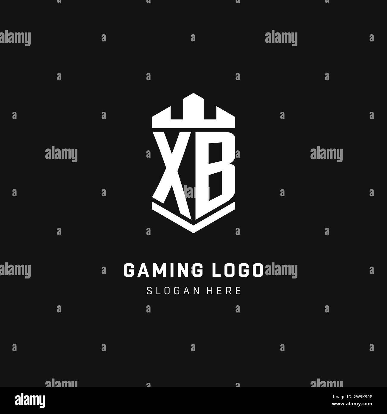 XB monogram logo initial with crown and shield guard shape style vector ...