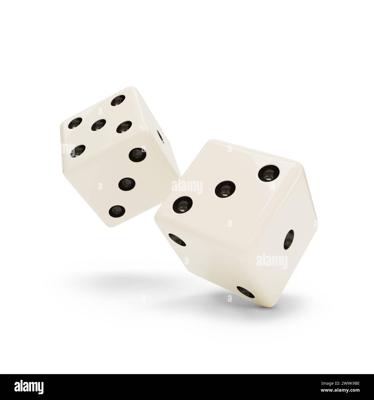 Closeup view of two dice isolated on white background. 3d illustration ...