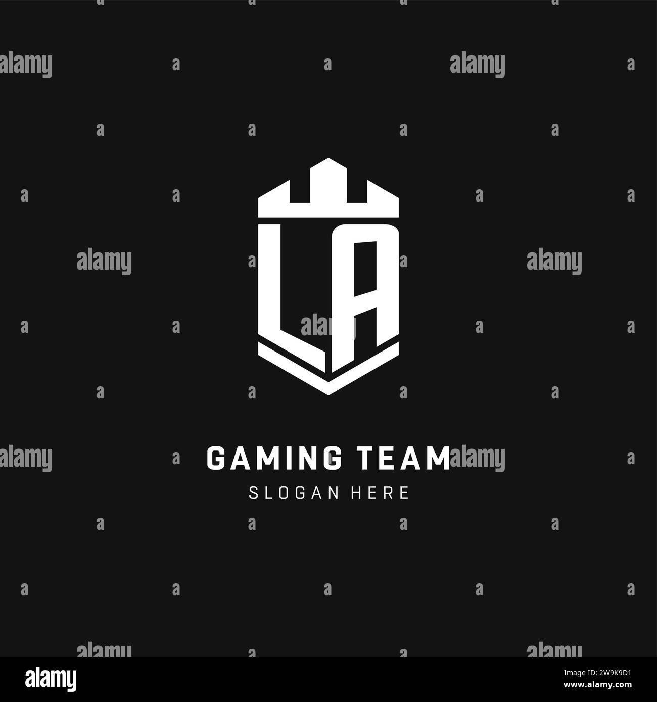 LA monogram logo initial with crown and shield guard shape style vector ...