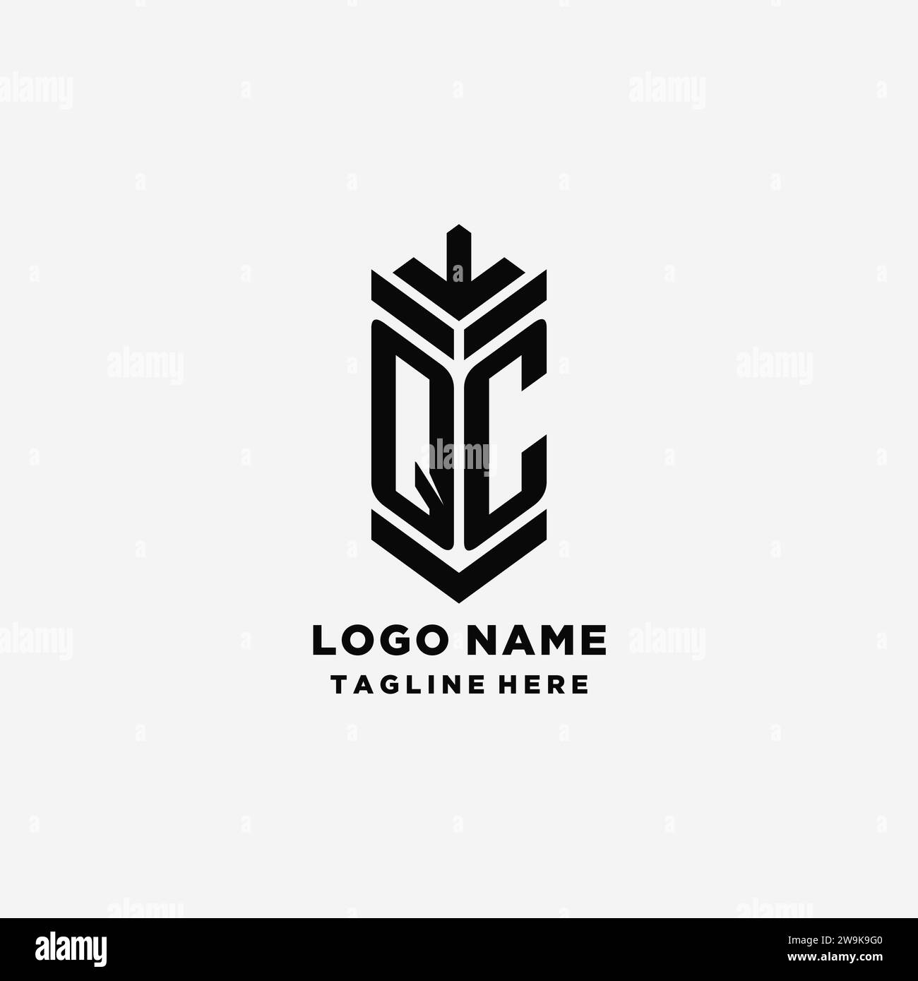 Qc logo design Black and White Stock Photos & Images - Alamy