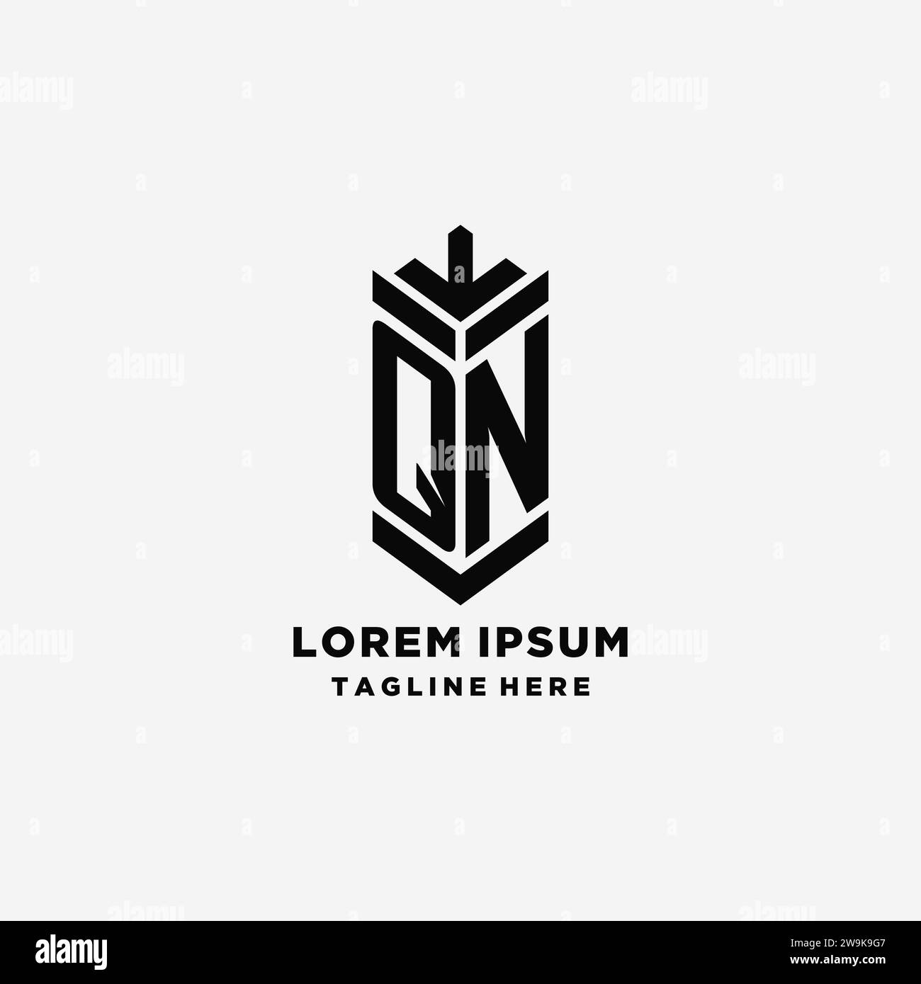 Initials QN shield logo design, creative monogram logo inspiration ...