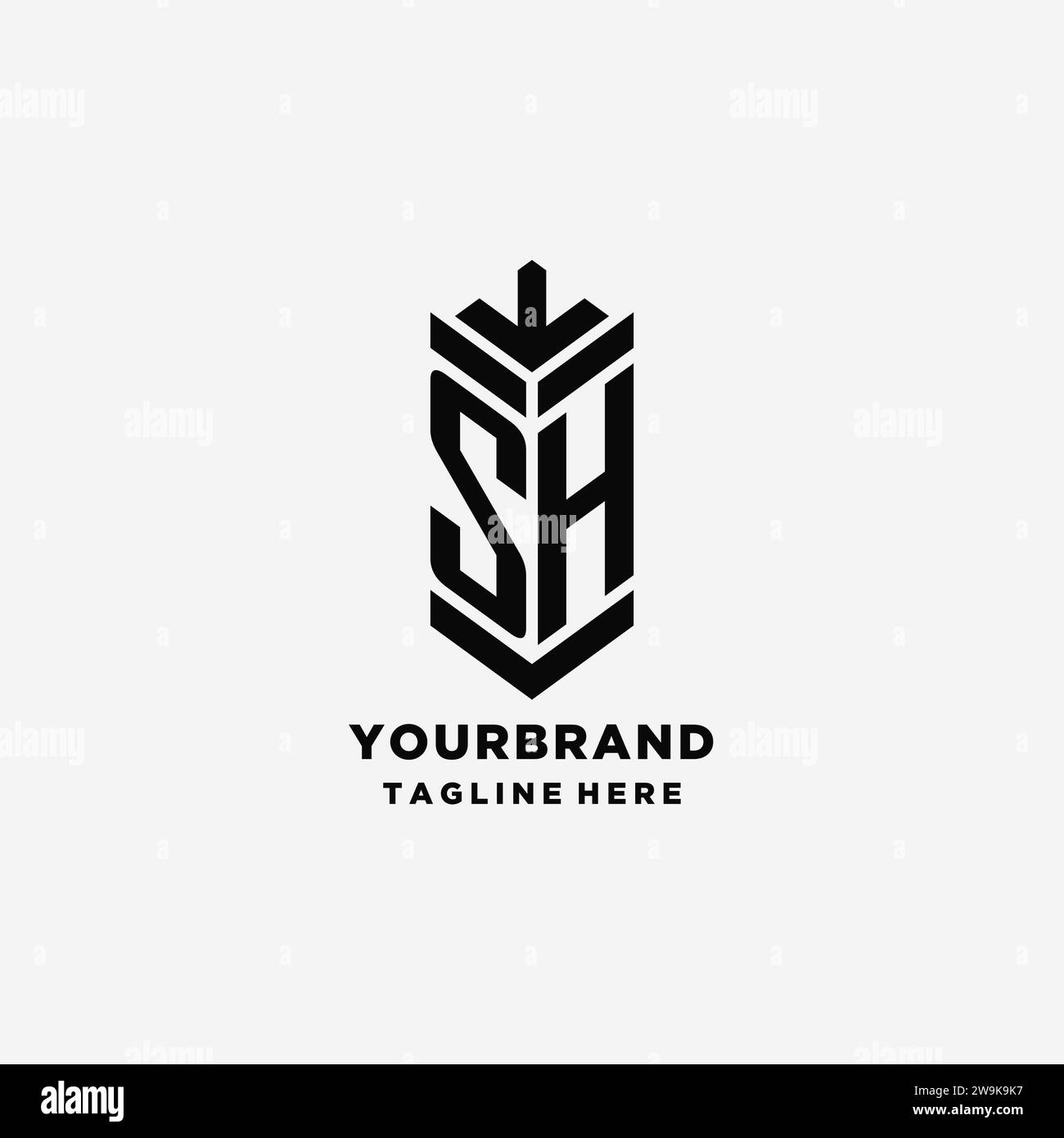 Initials SH shield logo design, creative monogram logo inspiration ...