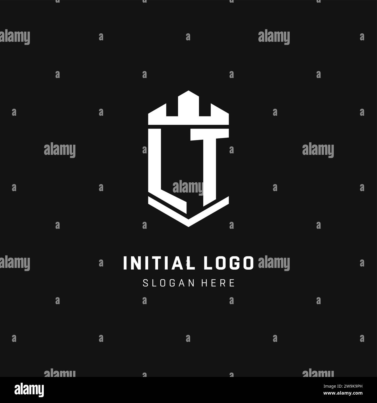 LT monogram logo initial with crown and shield guard shape style vector graphic Stock Vector ...
