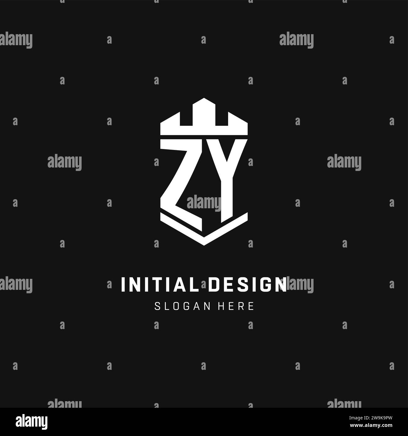 ZY monogram logo initial with crown and shield guard shape style vector graphic Stock Vector ...