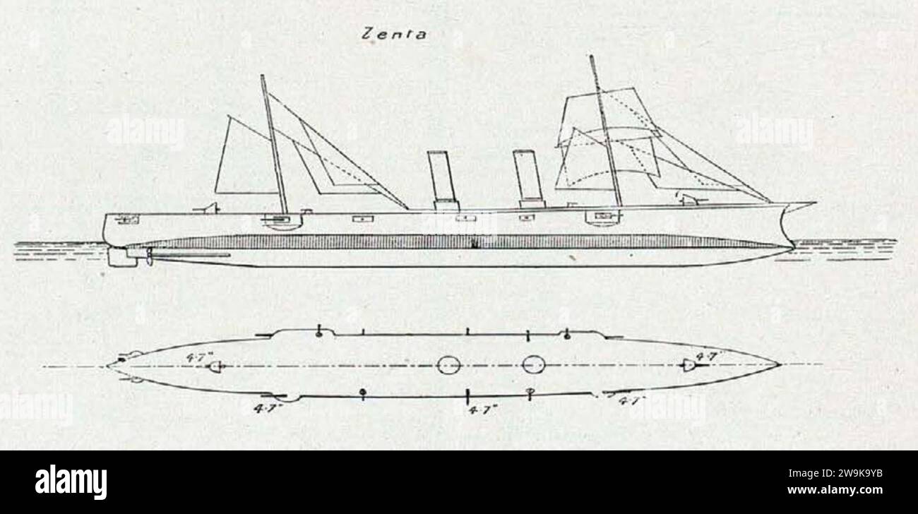 Zenta-class line drawing Stock Photo - Alamy