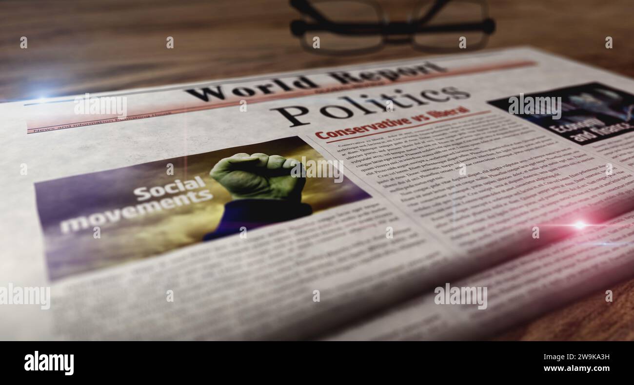 Politics daily newspaper on table. Headlines news abstract concept 3d ...