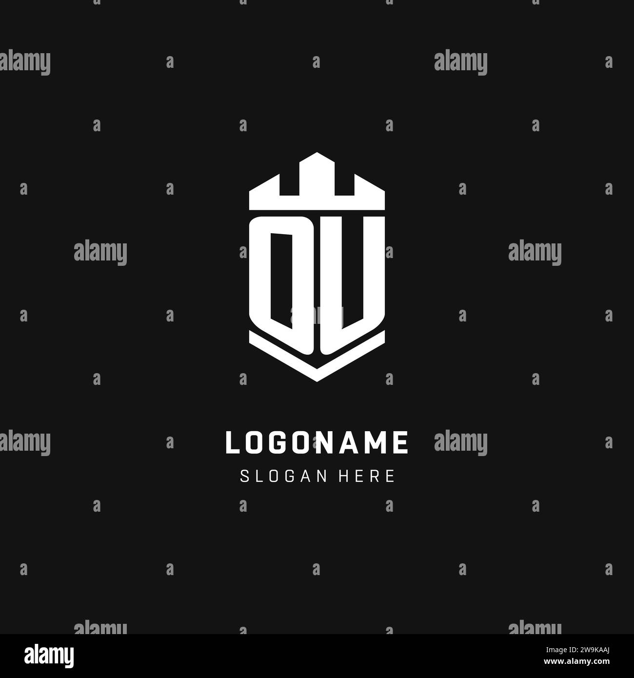 OU monogram logo initial with crown and shield guard shape style vector graphic Stock Vector ...