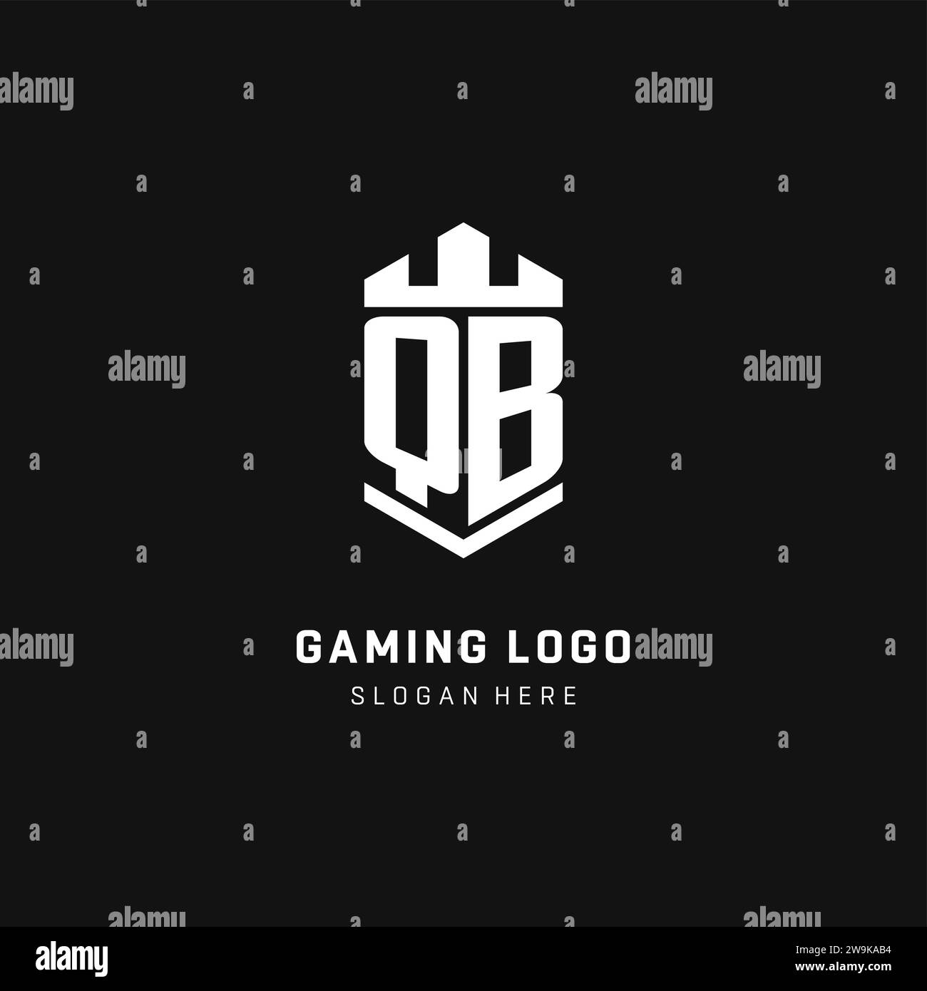 QB monogram logo initial with crown and shield guard shape style vector graphic Stock Vector ...