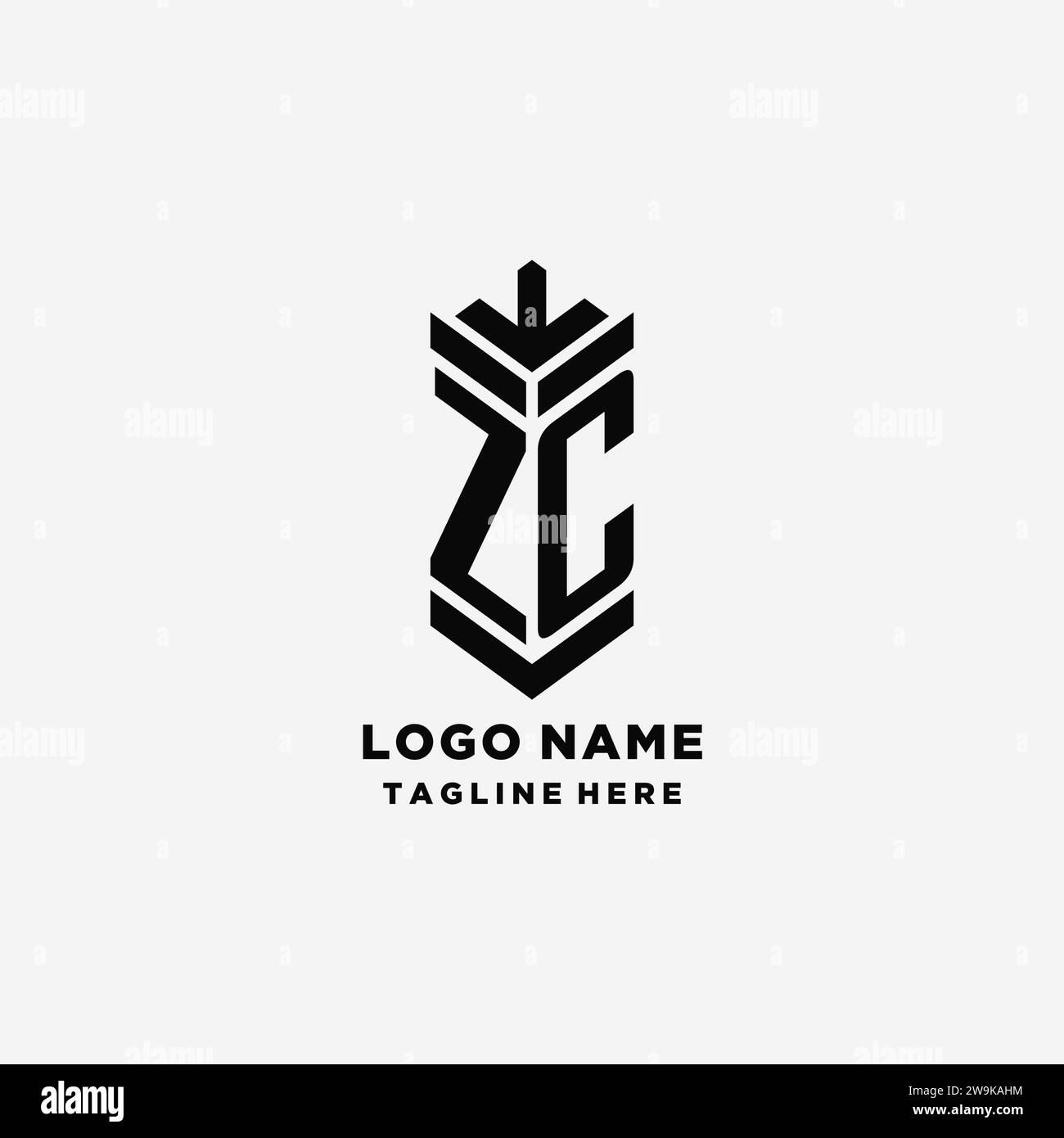 Initials ZC shield logo design, creative monogram logo inspiration vector graphic Stock Vector ...