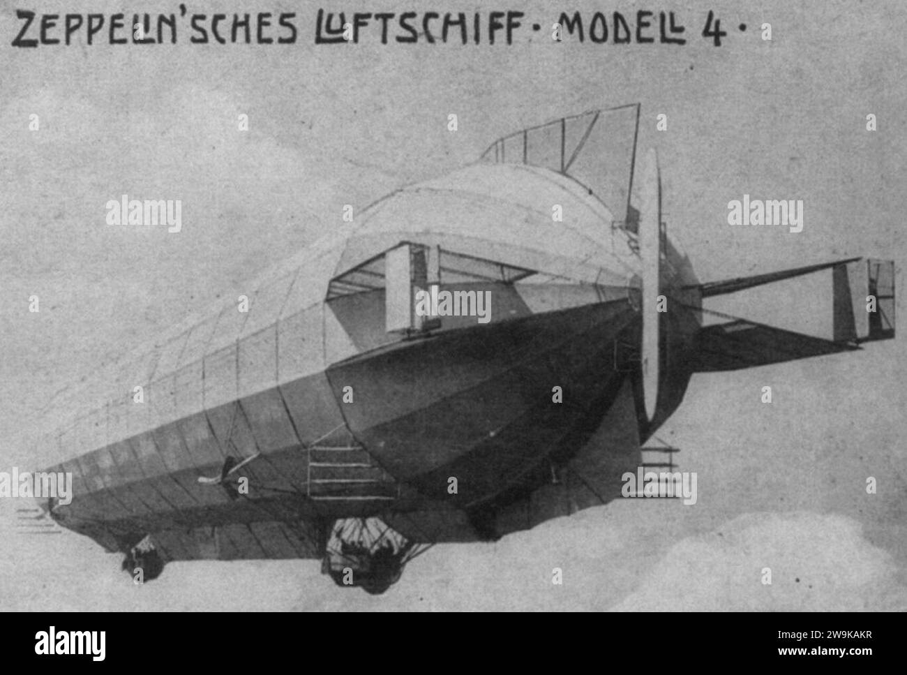 Zeppelin airship, model 4, with inset bust portrait of Graf Zeppelin ...
