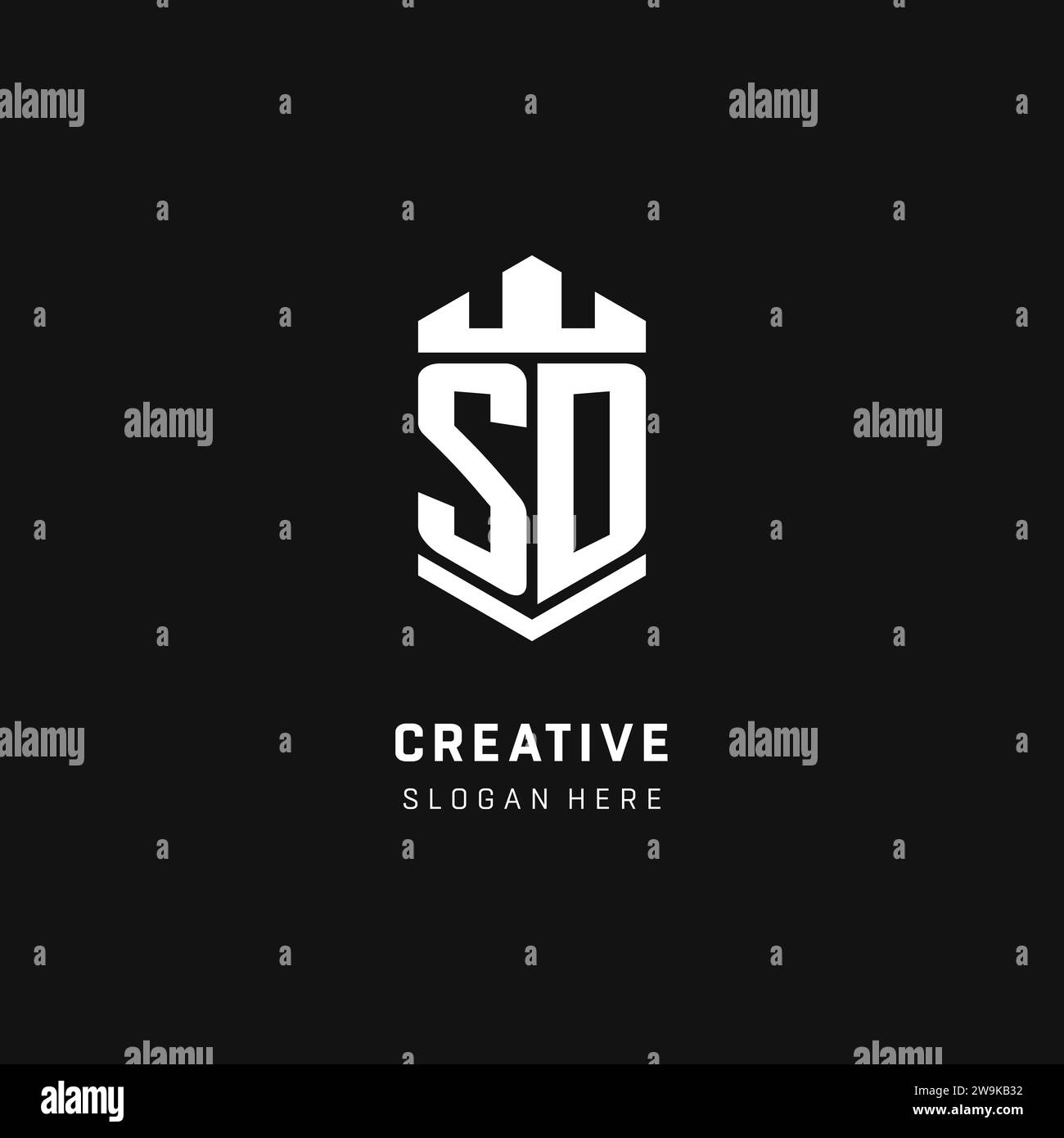 SD monogram logo initial with crown and shield guard shape style vector graphic Stock Vector ...