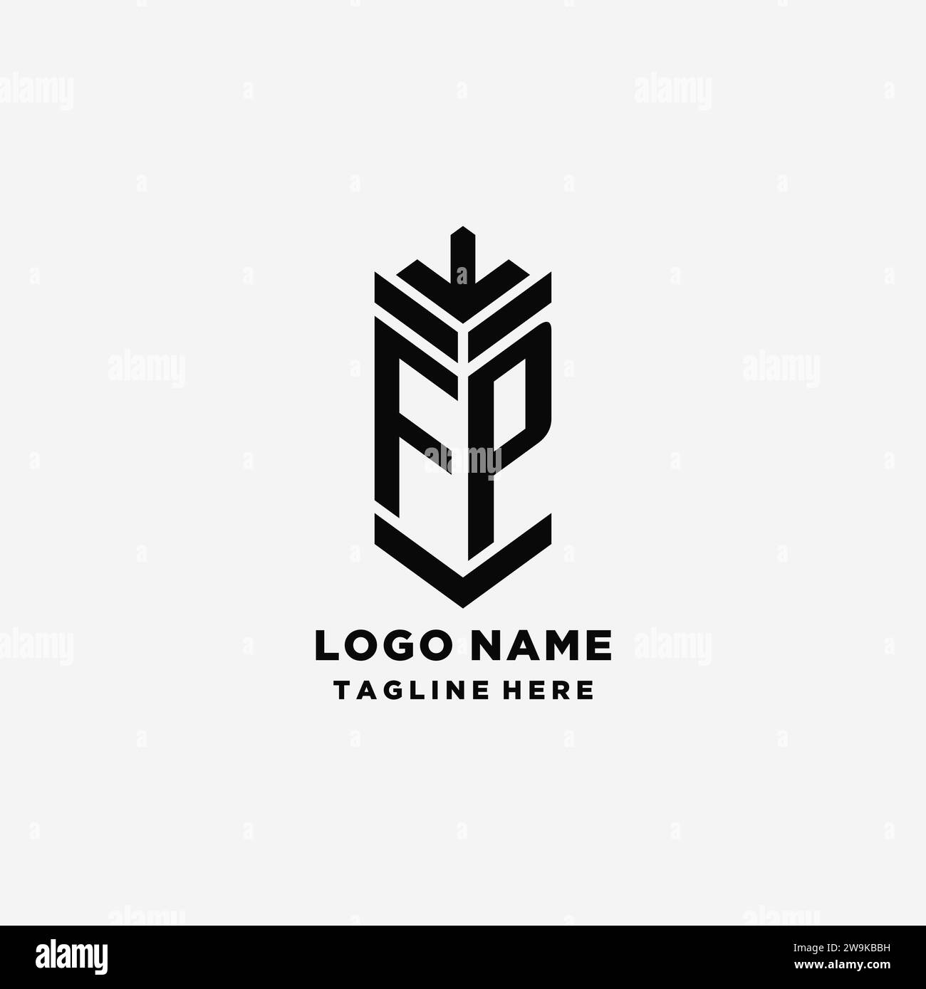 Initials FP shield logo design, creative monogram logo inspiration vector graphic Stock Vector ...