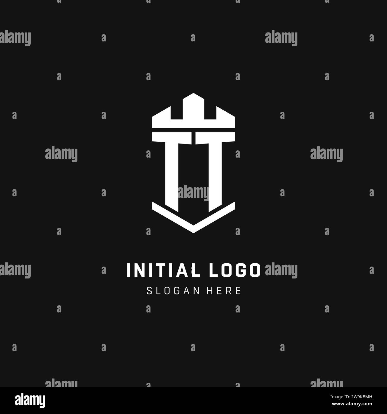 TT monogram logo initial with crown and shield guard shape style vector graphic Stock Vector ...