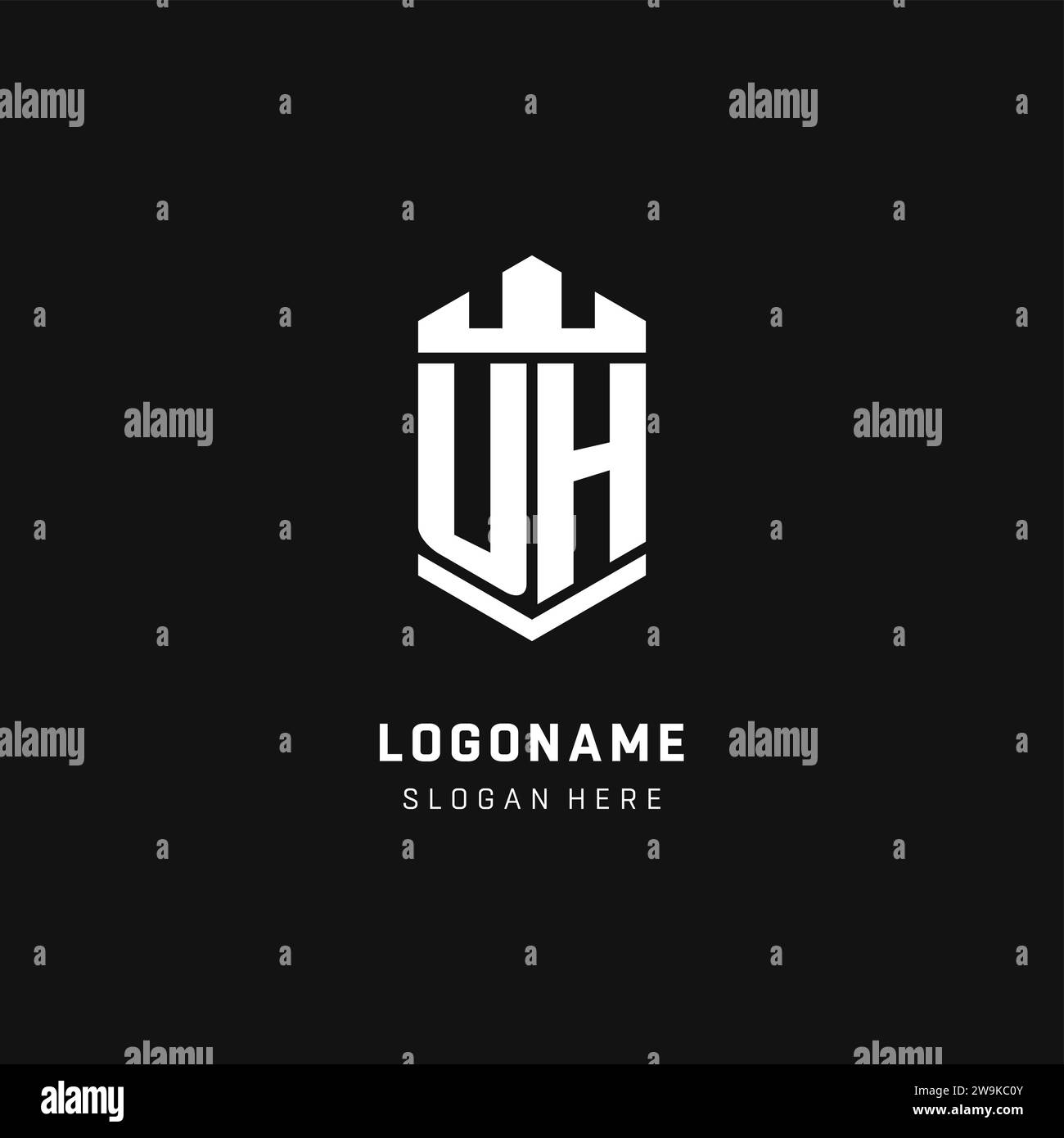 UH monogram logo initial with crown and shield guard shape style vector graphic Stock Vector ...