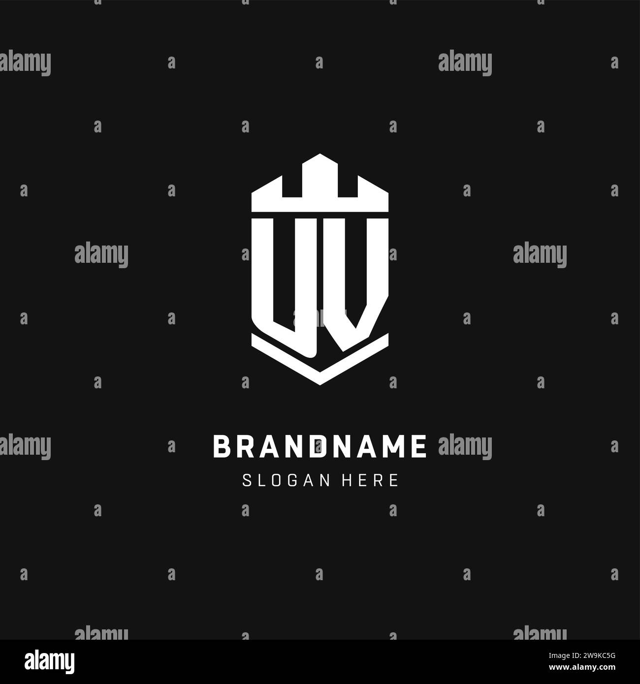 UV monogram logo initial with crown and shield guard shape style vector graphic Stock Vector ...