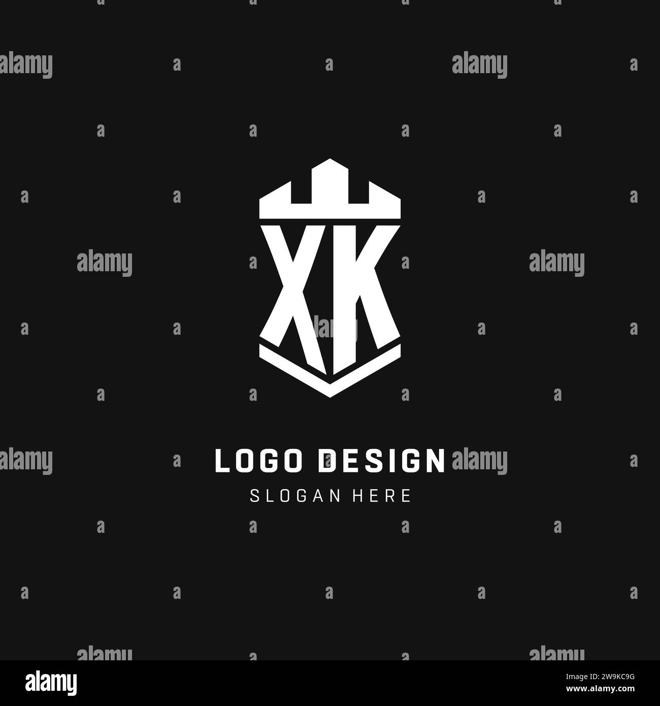 XK monogram logo initial with crown and shield guard shape style vector graphic Stock Vector ...