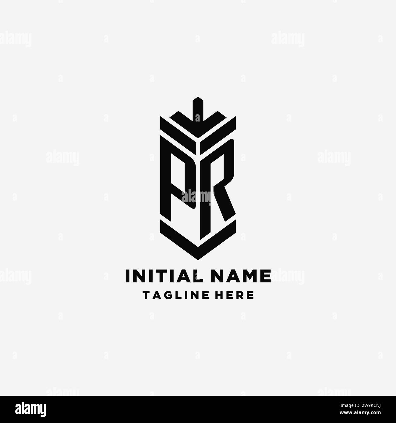 Initials PR shield logo design, creative monogram logo inspiration vector graphic Stock Vector ...