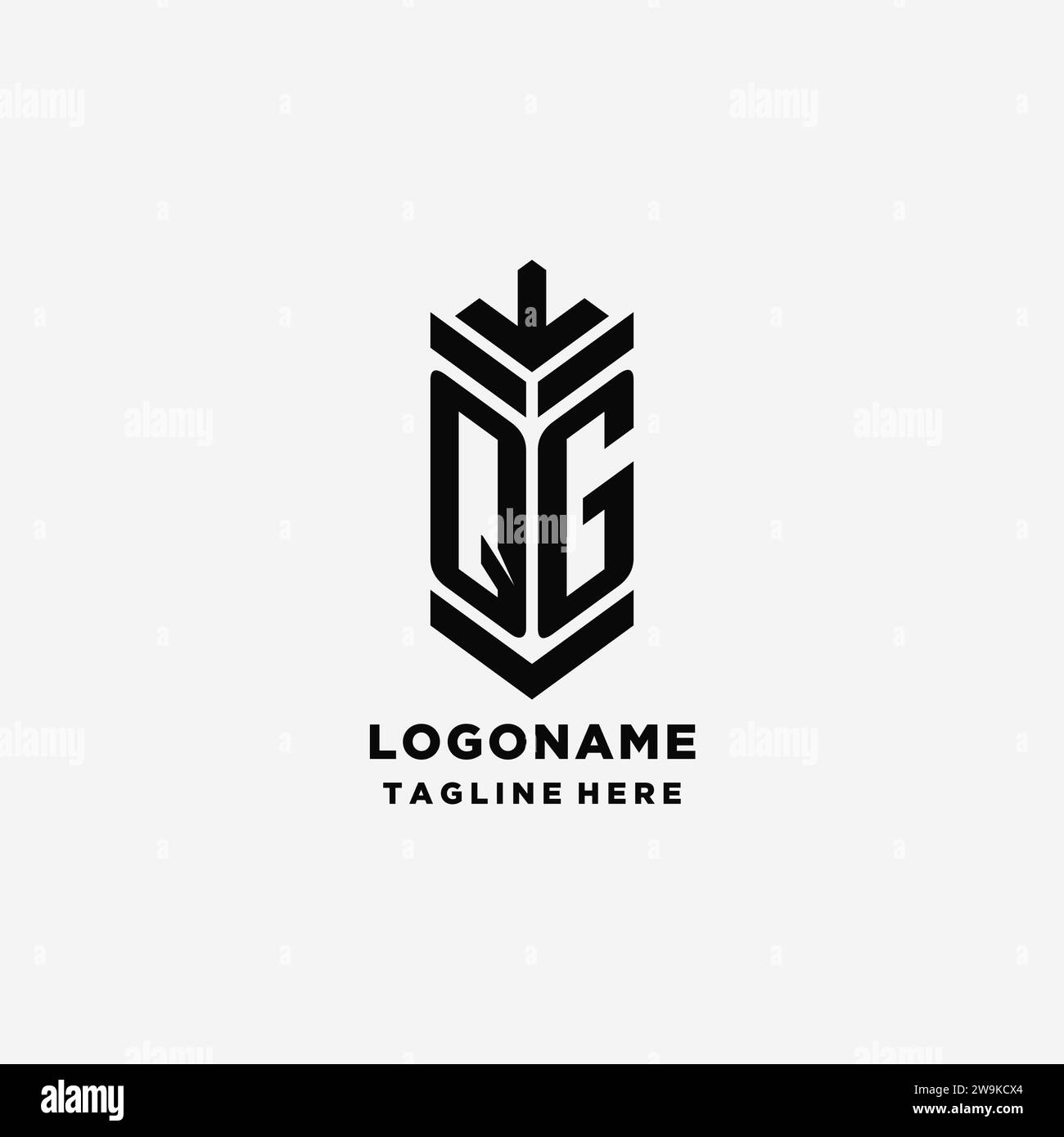 Initials QG shield logo design, creative monogram logo inspiration ...