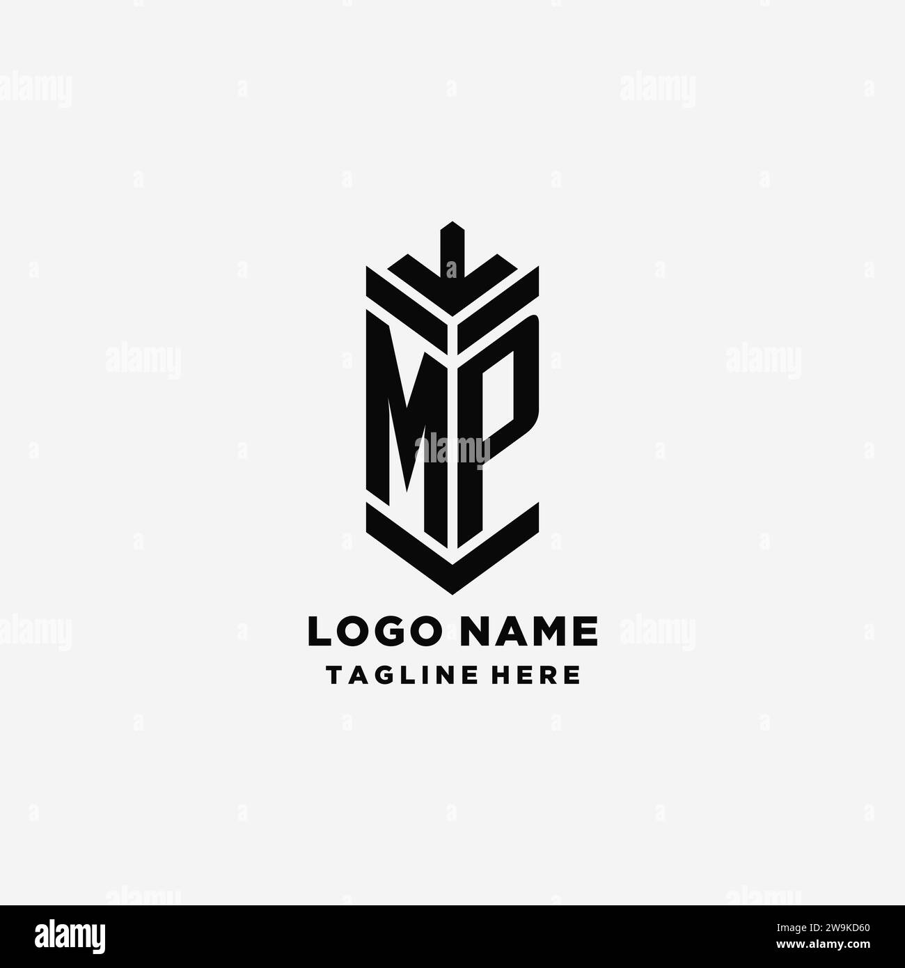 Initials MP shield logo design, creative monogram logo inspiration vector graphic Stock Vector ...