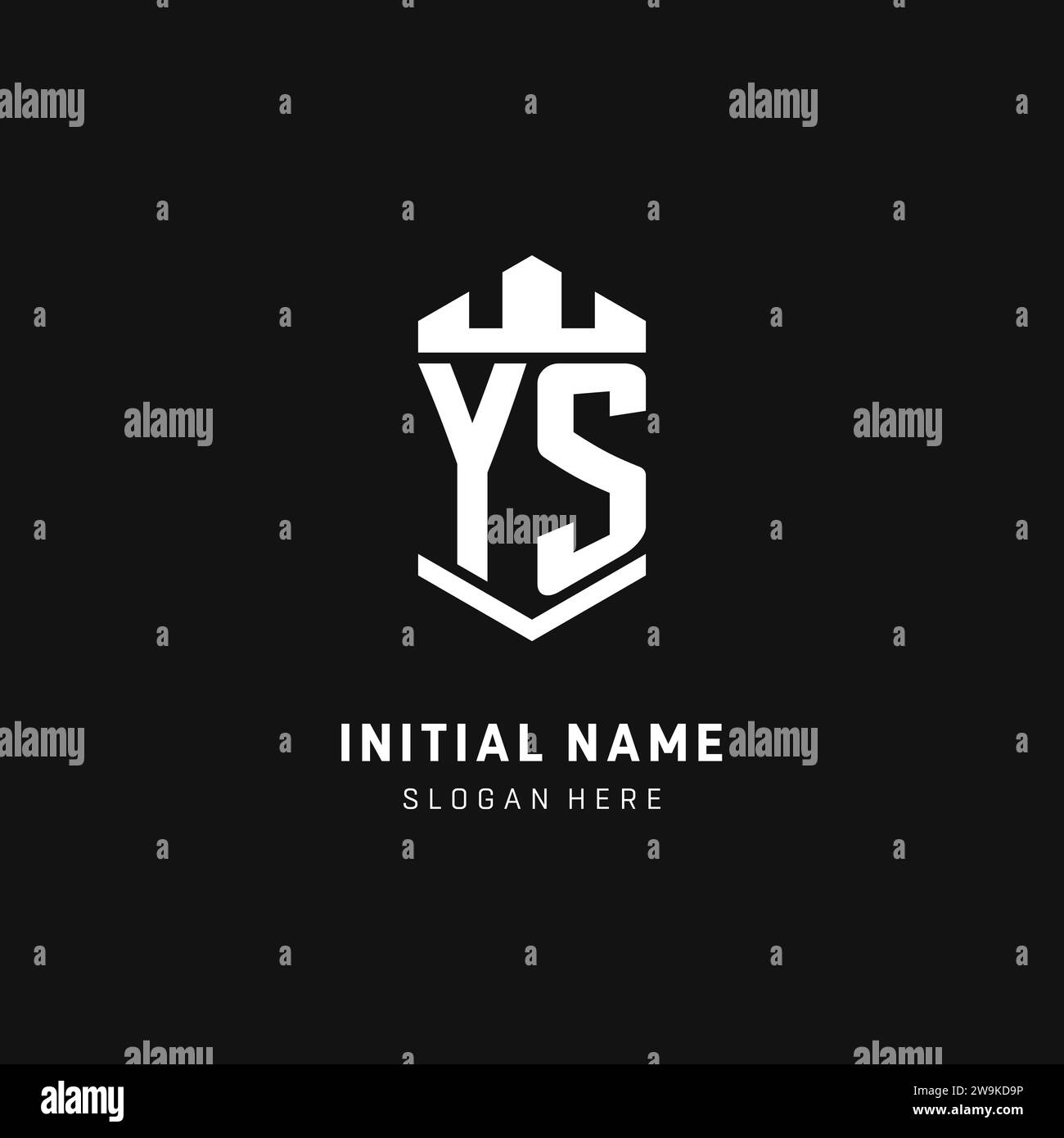 YS monogram logo initial with crown and shield guard shape style vector graphic Stock Vector ...
