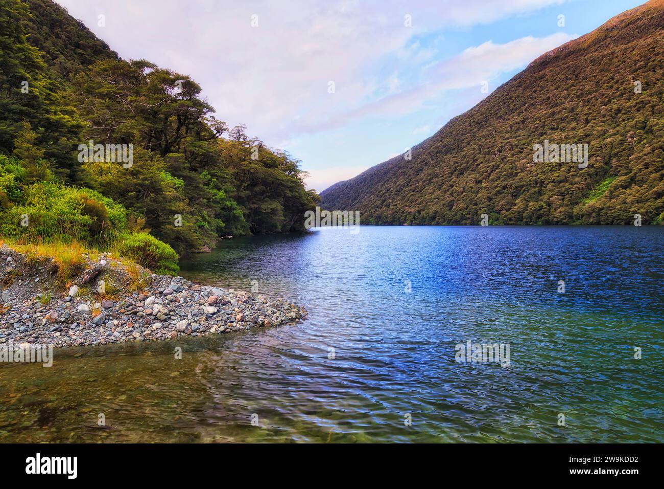 Lake Fergus in scenic mountains of Fiordland in New Zealand - popular ...