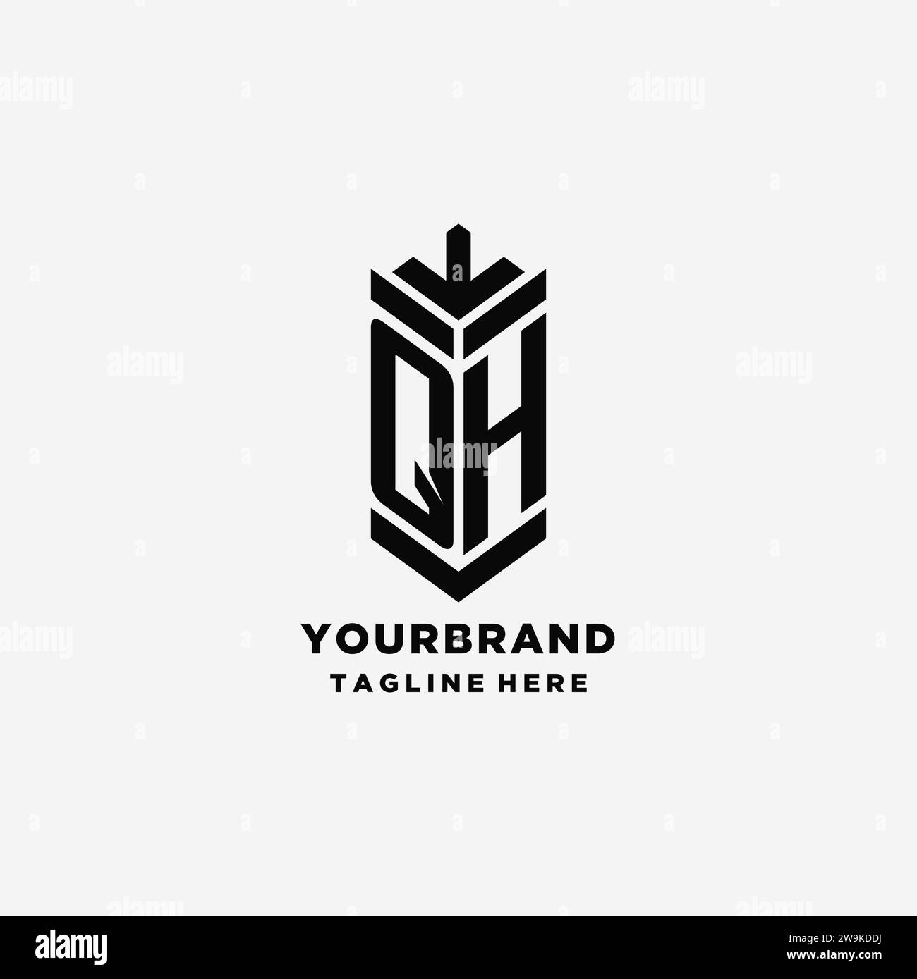 Initials QH shield logo design, creative monogram logo inspiration vector graphic Stock Vector ...