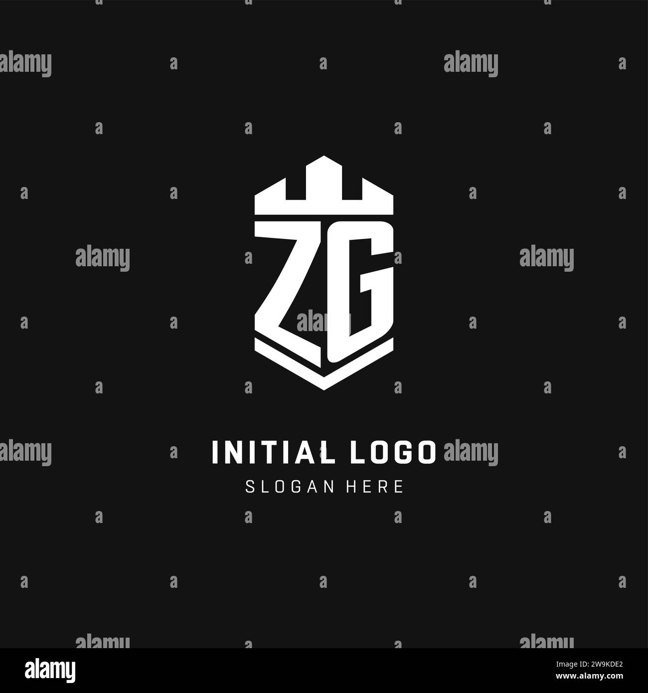 ZG monogram logo initial with crown and shield guard shape style vector graphic Stock Vector ...
