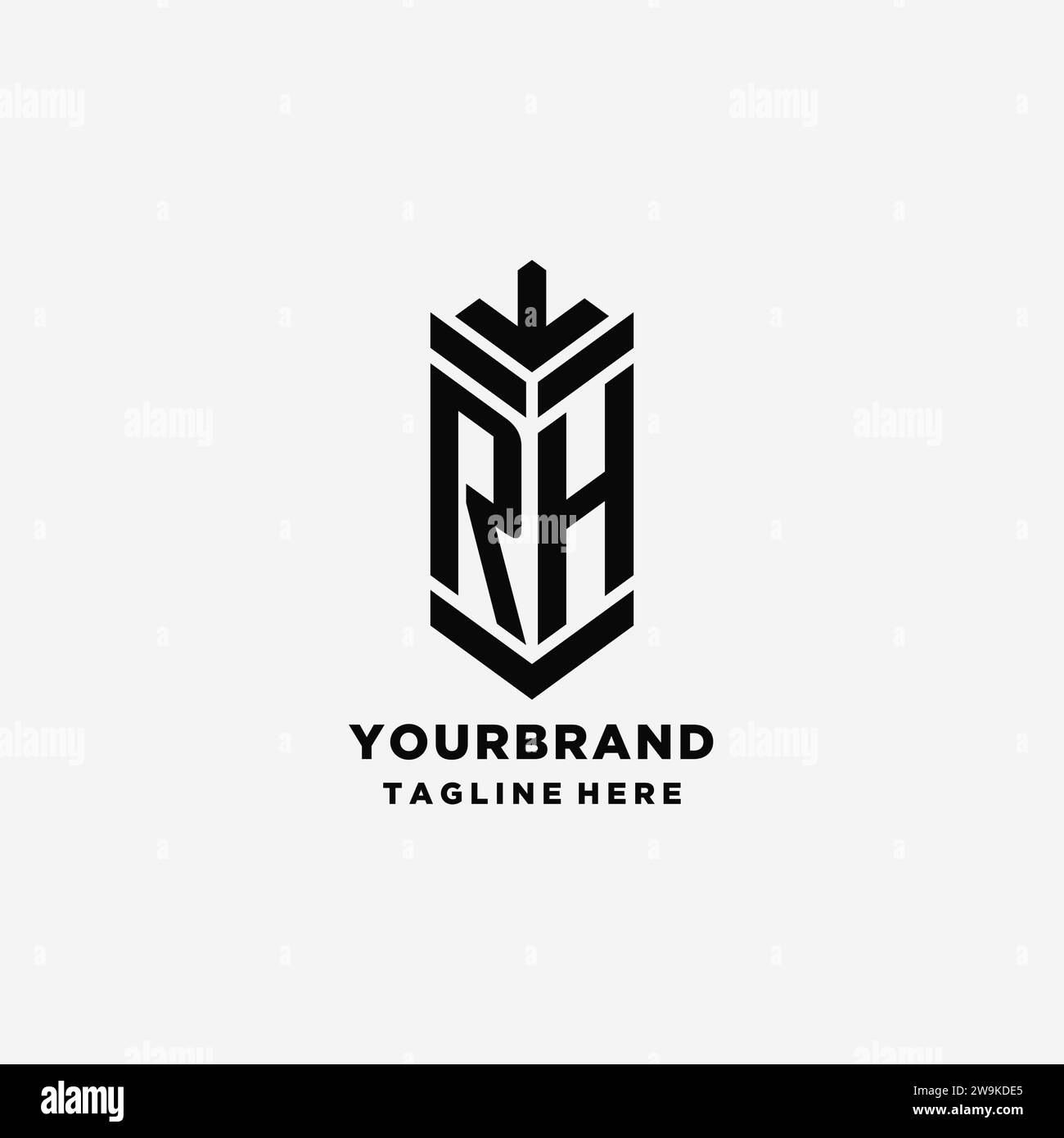 Initials RH shield logo design, creative monogram logo inspiration ...
