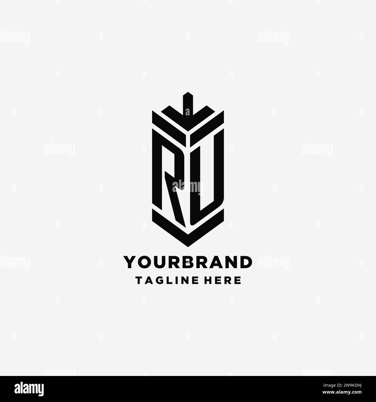 Initials RU shield logo design, creative monogram logo inspiration ...