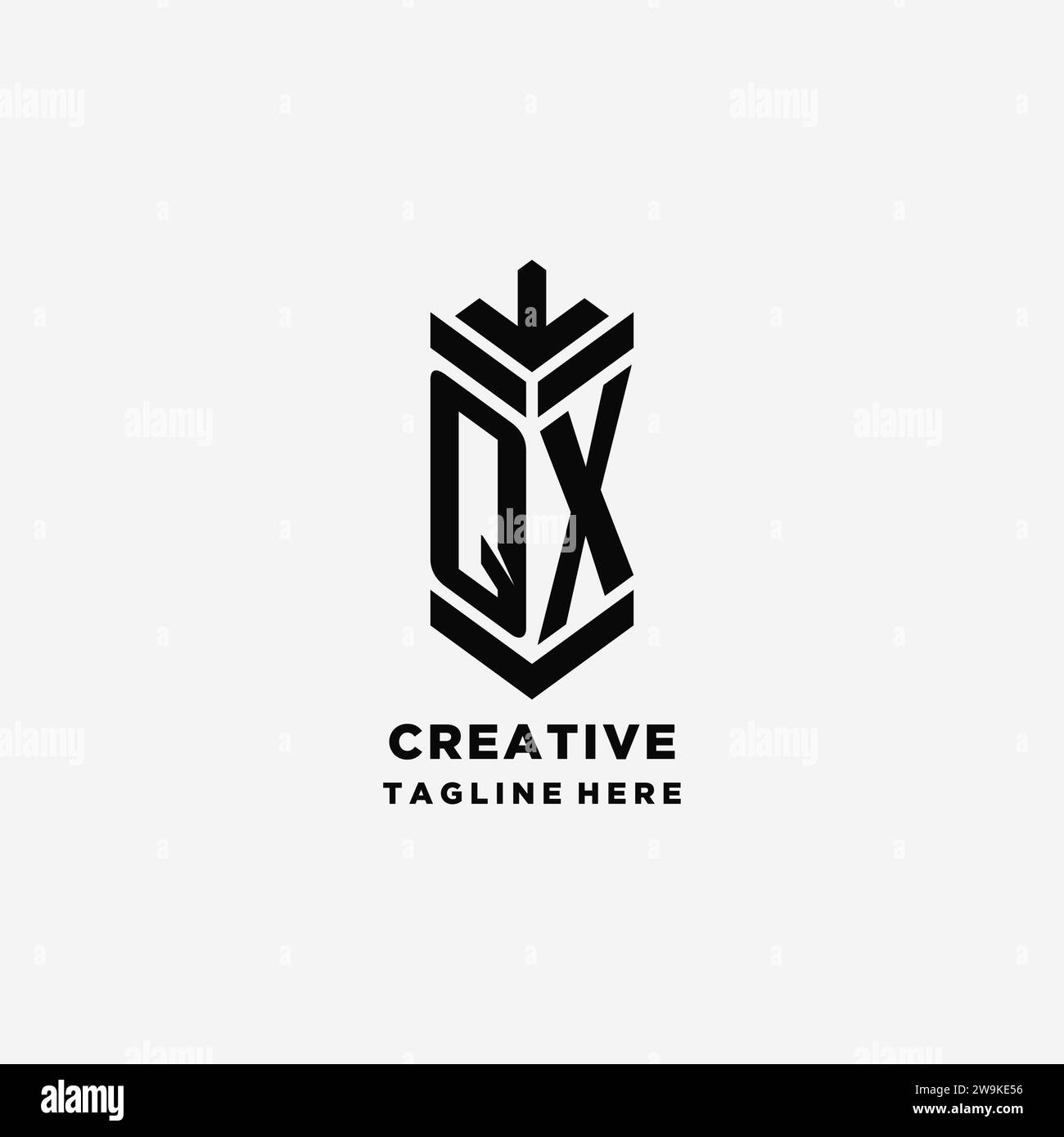 Initials QX shield logo design, creative monogram logo inspiration ...