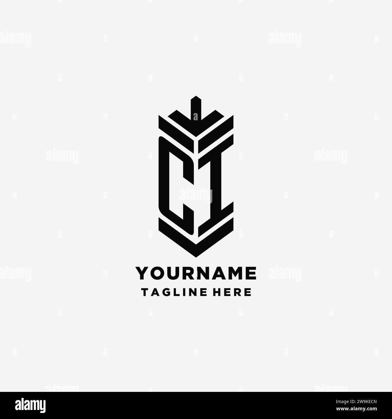 Initials CI shield logo design, creative monogram logo inspiration vector graphic Stock Vector ...