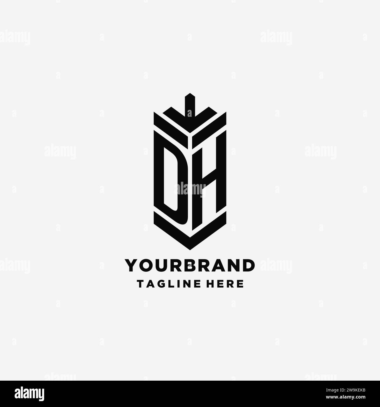 Initials DH shield logo design, creative monogram logo inspiration ...