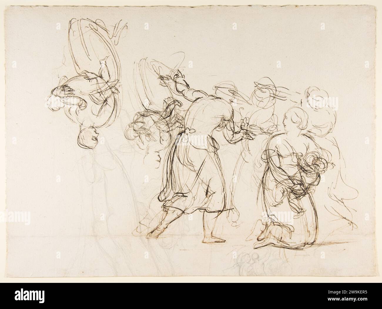 Sketch for the Judgment of Solomon (?); verso: Dancing Mythological ...