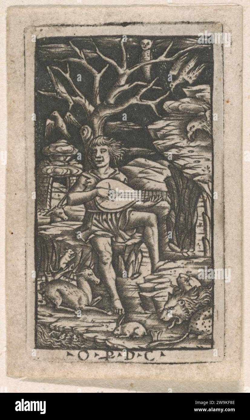 Orpheus seated playing his lyre, and charming the animals 1928 by ...