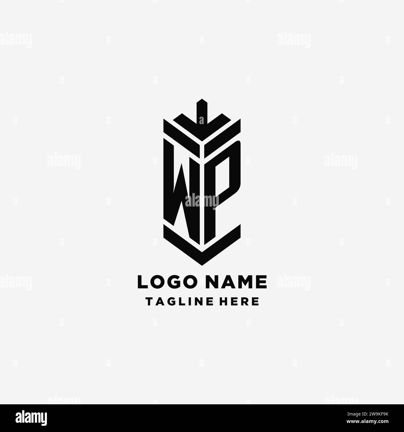 Initials WP shield logo design, creative monogram logo inspiration vector graphic Stock Vector ...