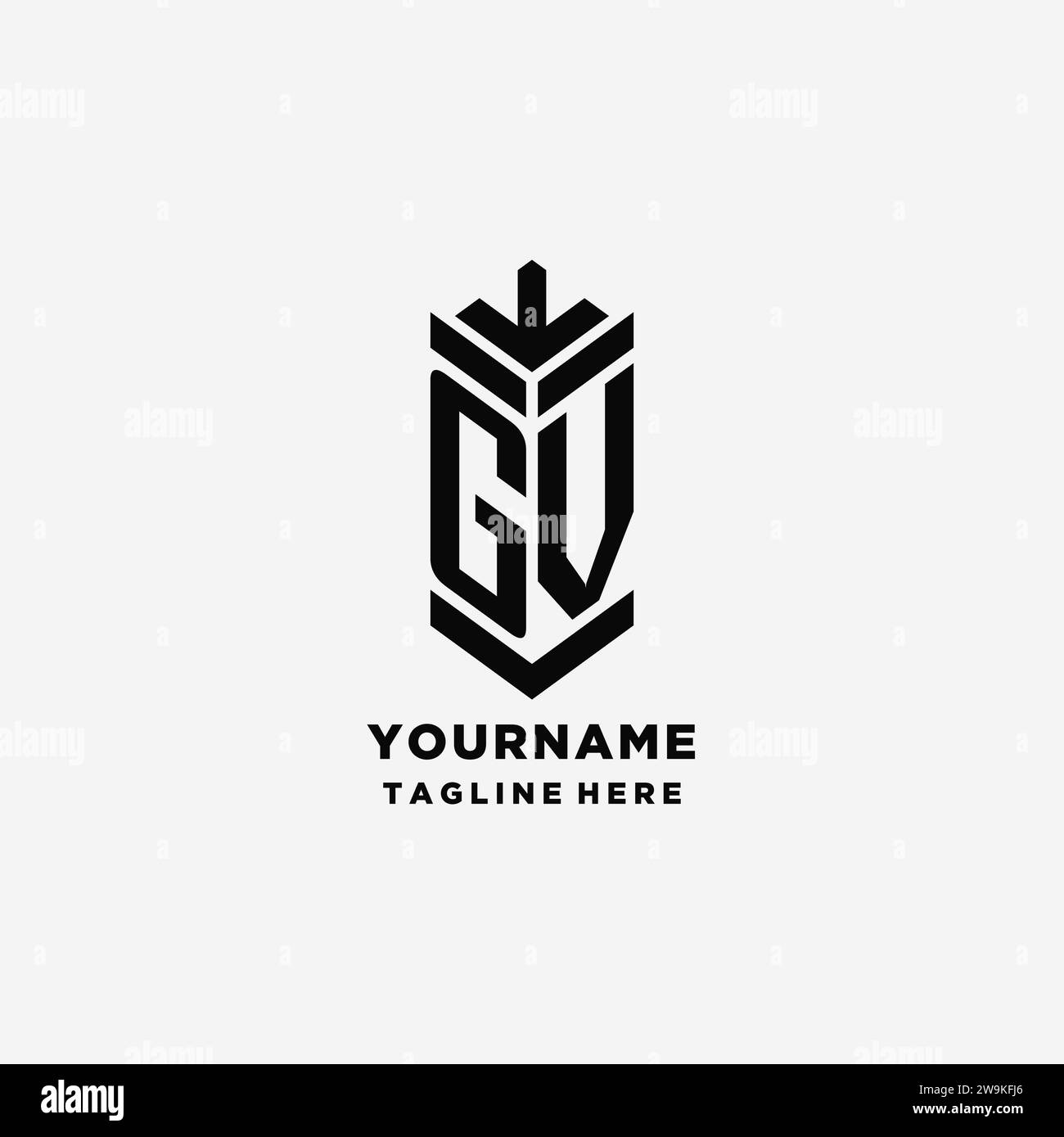 Initials GV shield logo design, creative monogram logo inspiration ...