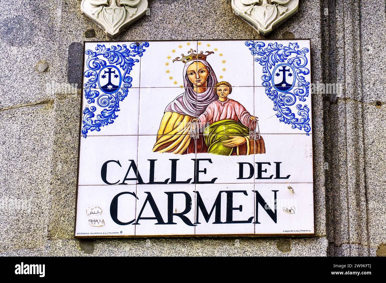 Tile sign in Calle del Carmen, Madrid, Spain Stock Photo - Alamy