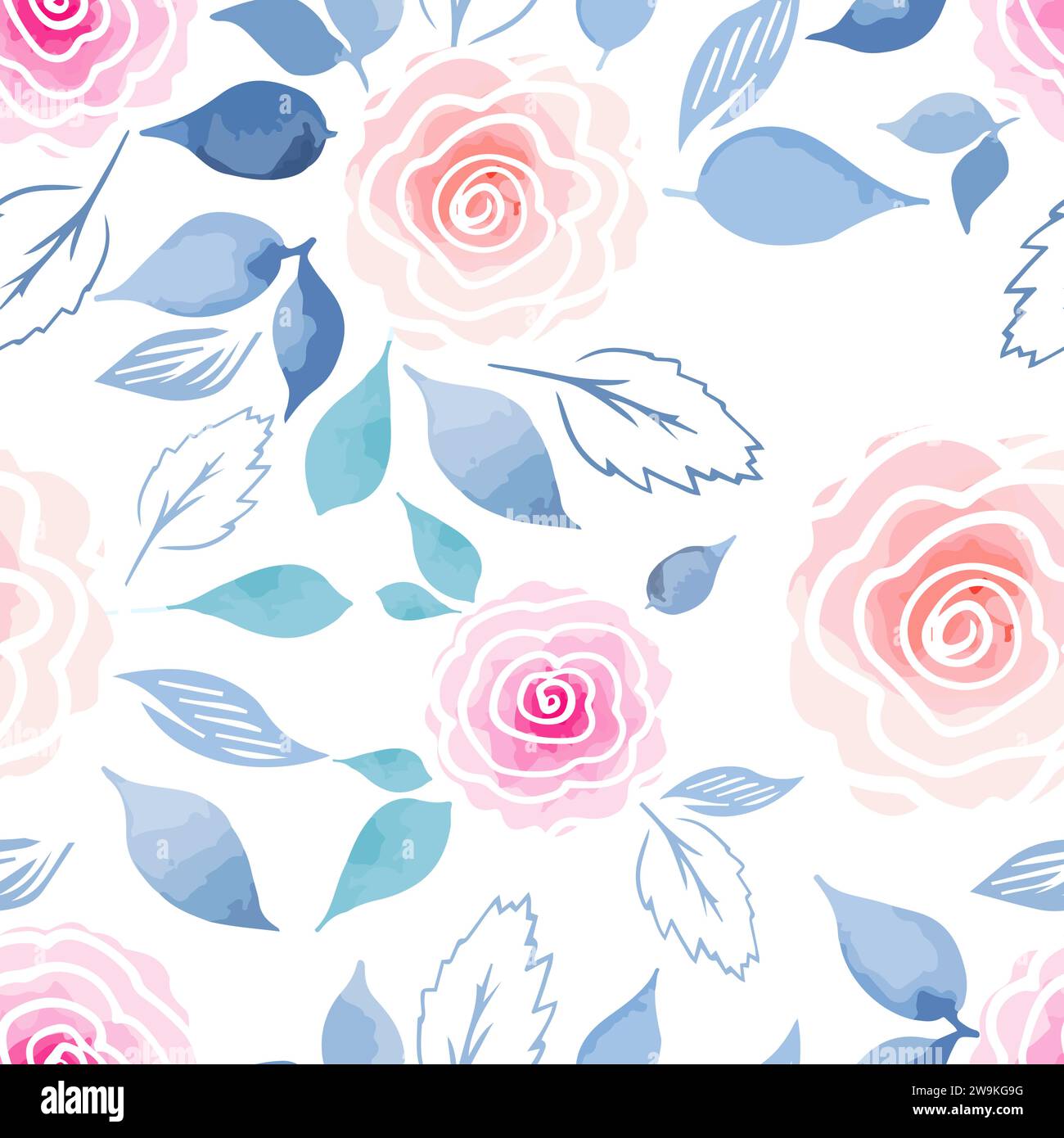 Seamless pattern of watercolor roses. Modern design. hand drawing. Not ...