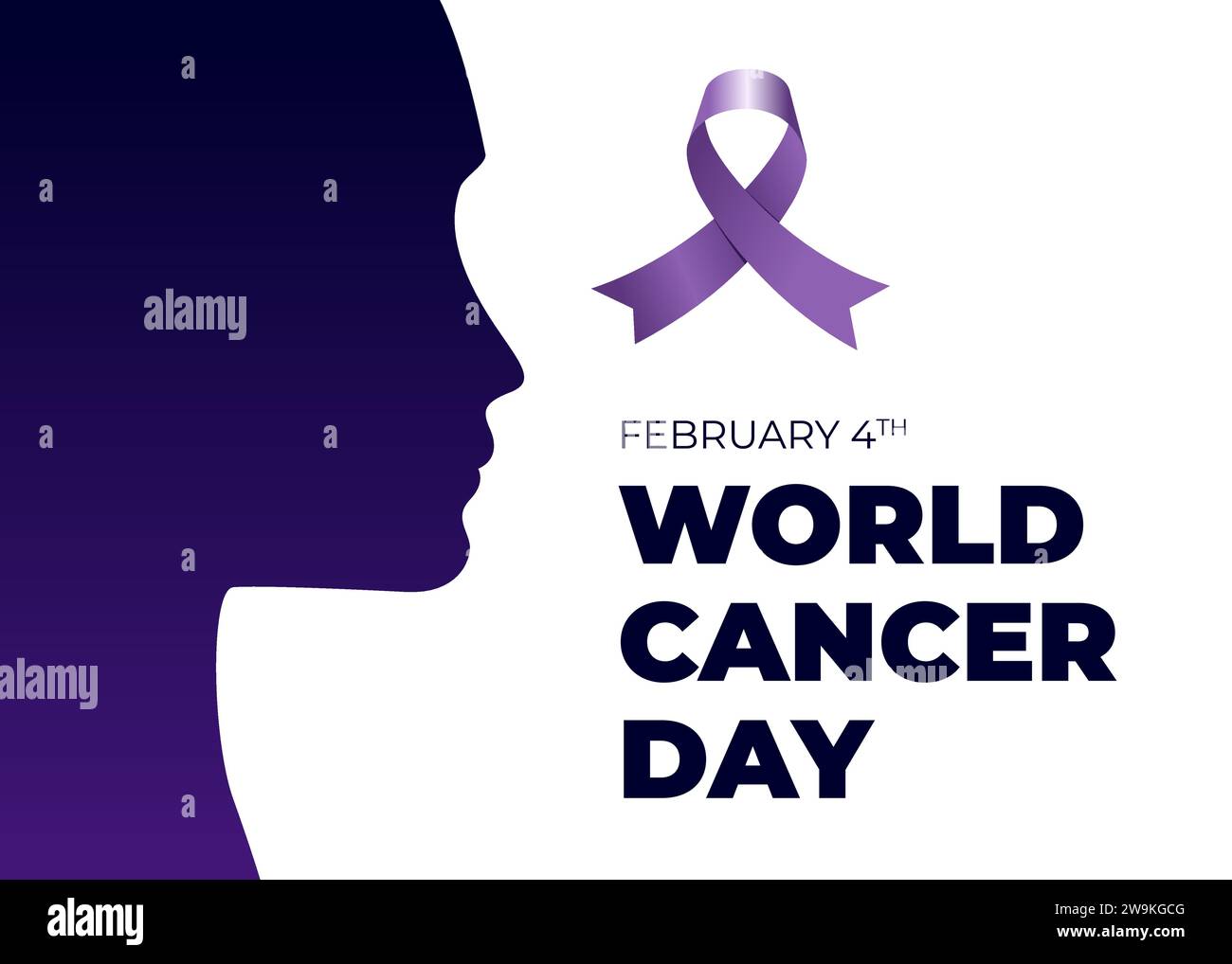 World cancer awareness day banner design concept. Purple ribbon with ...