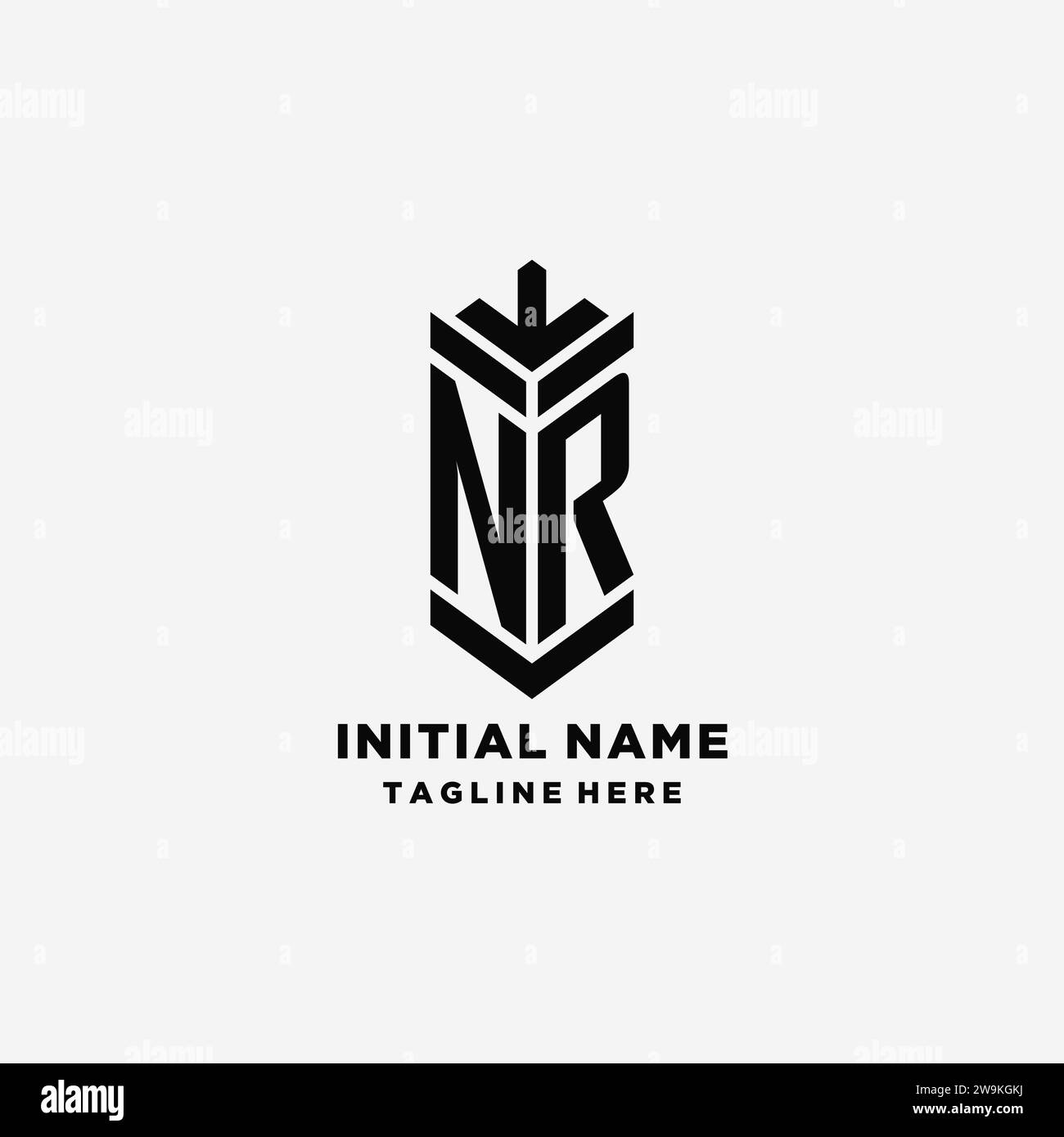 Initials NR shield logo design, creative monogram logo inspiration vector graphic Stock Vector ...