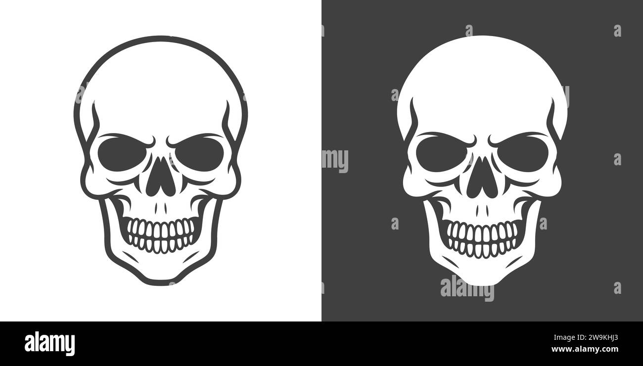 Vector Black and White Skull Icon Set Closeup Isolated. Skulls ...
